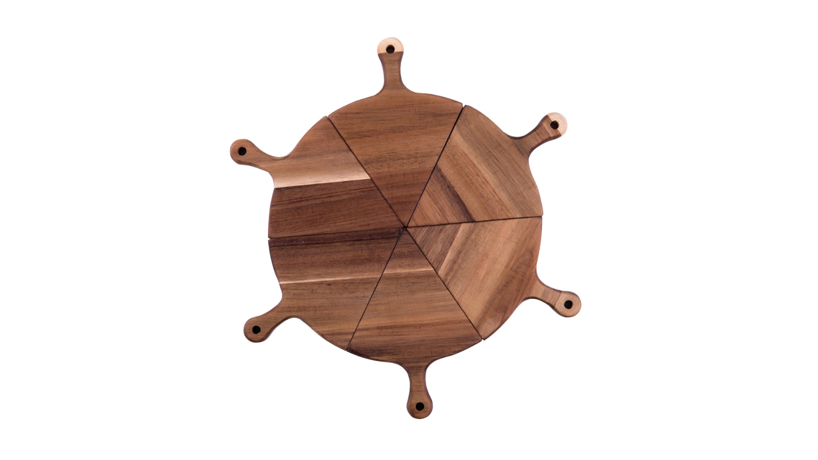 SOGA 6 pcs Brown Round Divisible Wood Pizza | Harvey Norman