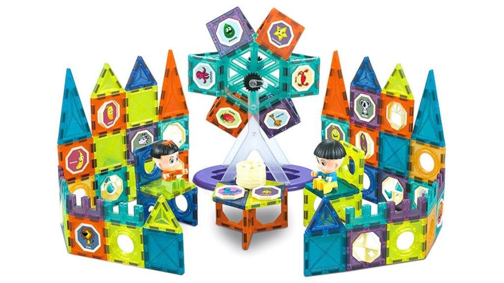 Megajoy Magnetic Tiles 155 Piece 3D Educational Building Block Set ...