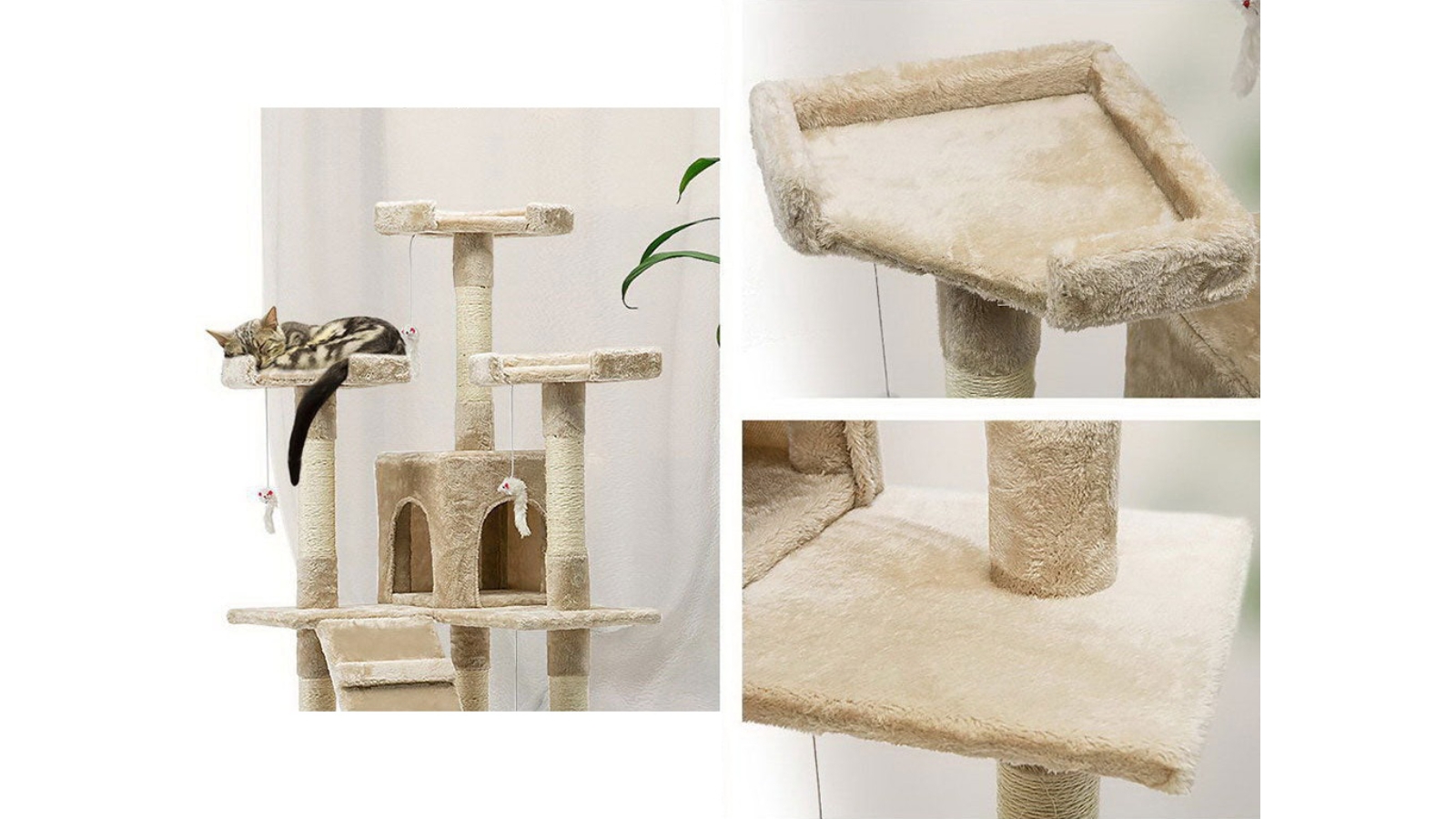 Bargene 170cm Cat Tree Scratching Post Scratcher Pole - Beige | Harvey ...