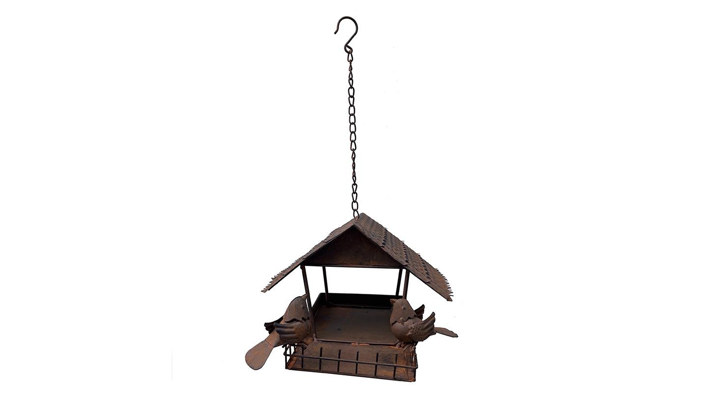 Willow and Silk Rust Hanging Birdhouse with 2 Bird - 26 x 26 x 46cm ...