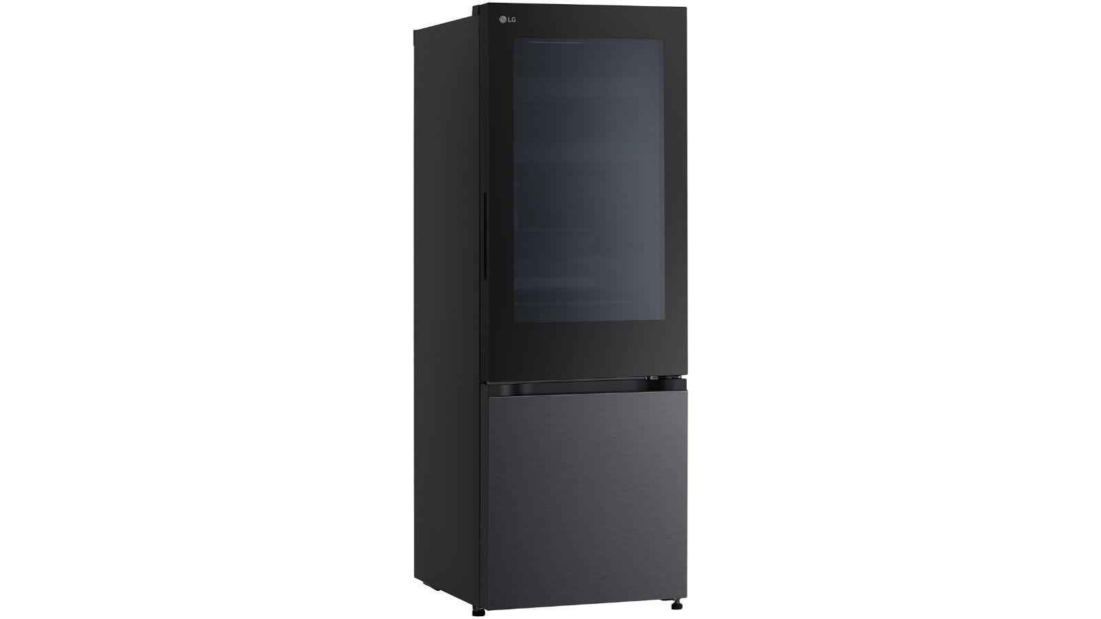 LG 340L Instaview Bottom Mount Fridge - Matte Black | Harvey Norman