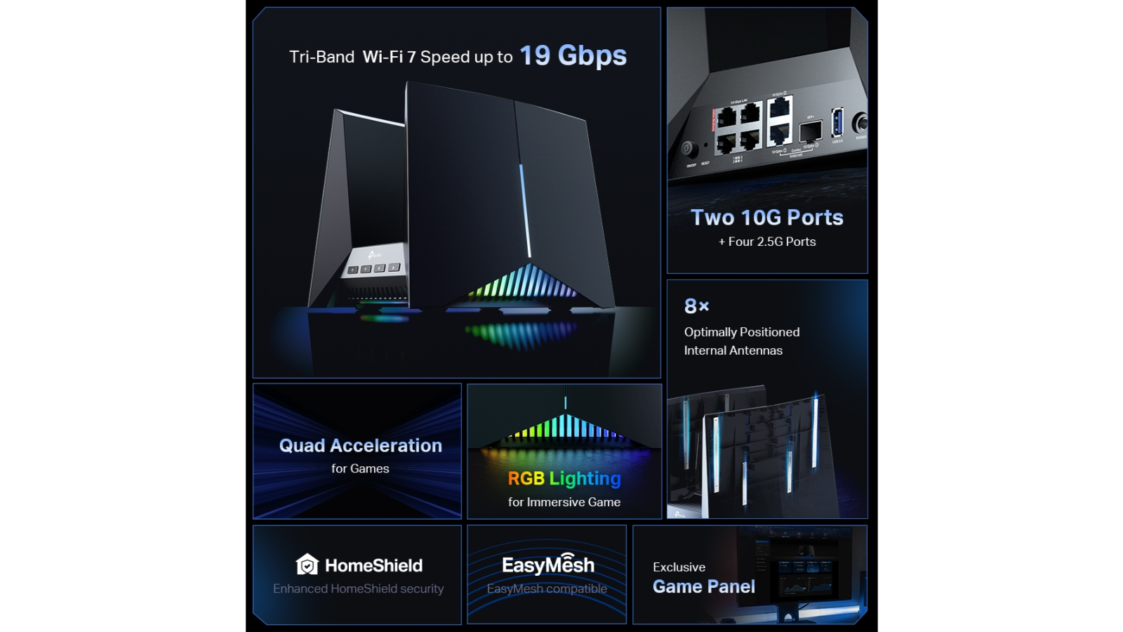 TPLink BE19000 Tri-Band Wi-Fi 7 Gaming Router | Harvey Norman