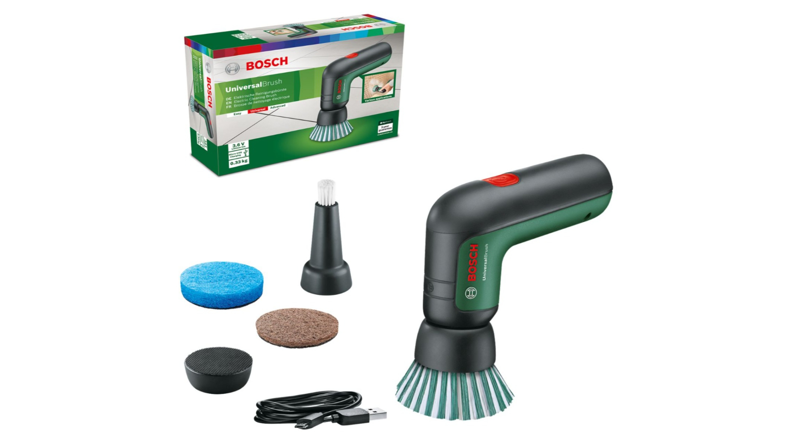 Bosch 3.6V Cordless UniversalBrush Electric Power Cleaner Kit | Harvey ...