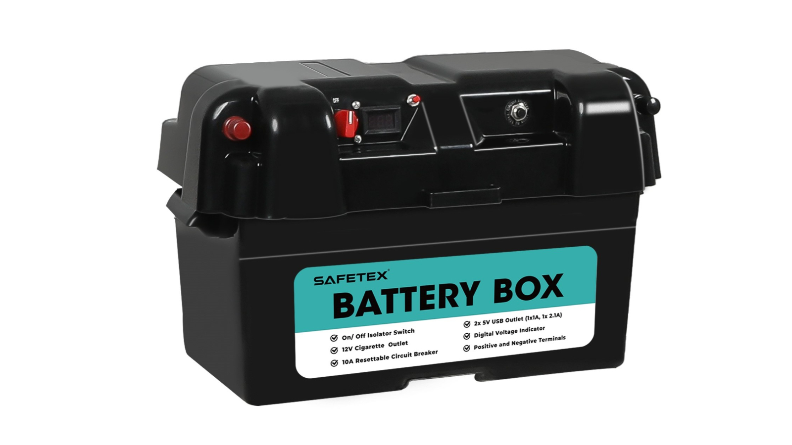 Safetex 12V AGM Battery Box Portable Deep Cycle Battery | Harvey Norman