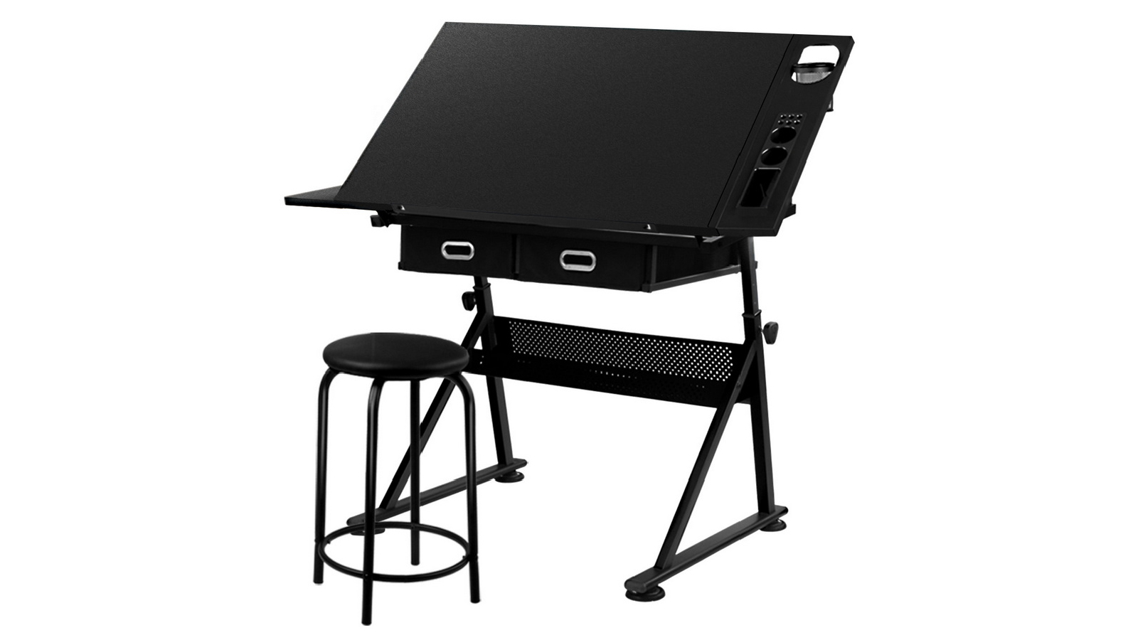 Artiss 120 x 60 x 68-136cm Drawing Desk Stool Set Drafting Table with ...