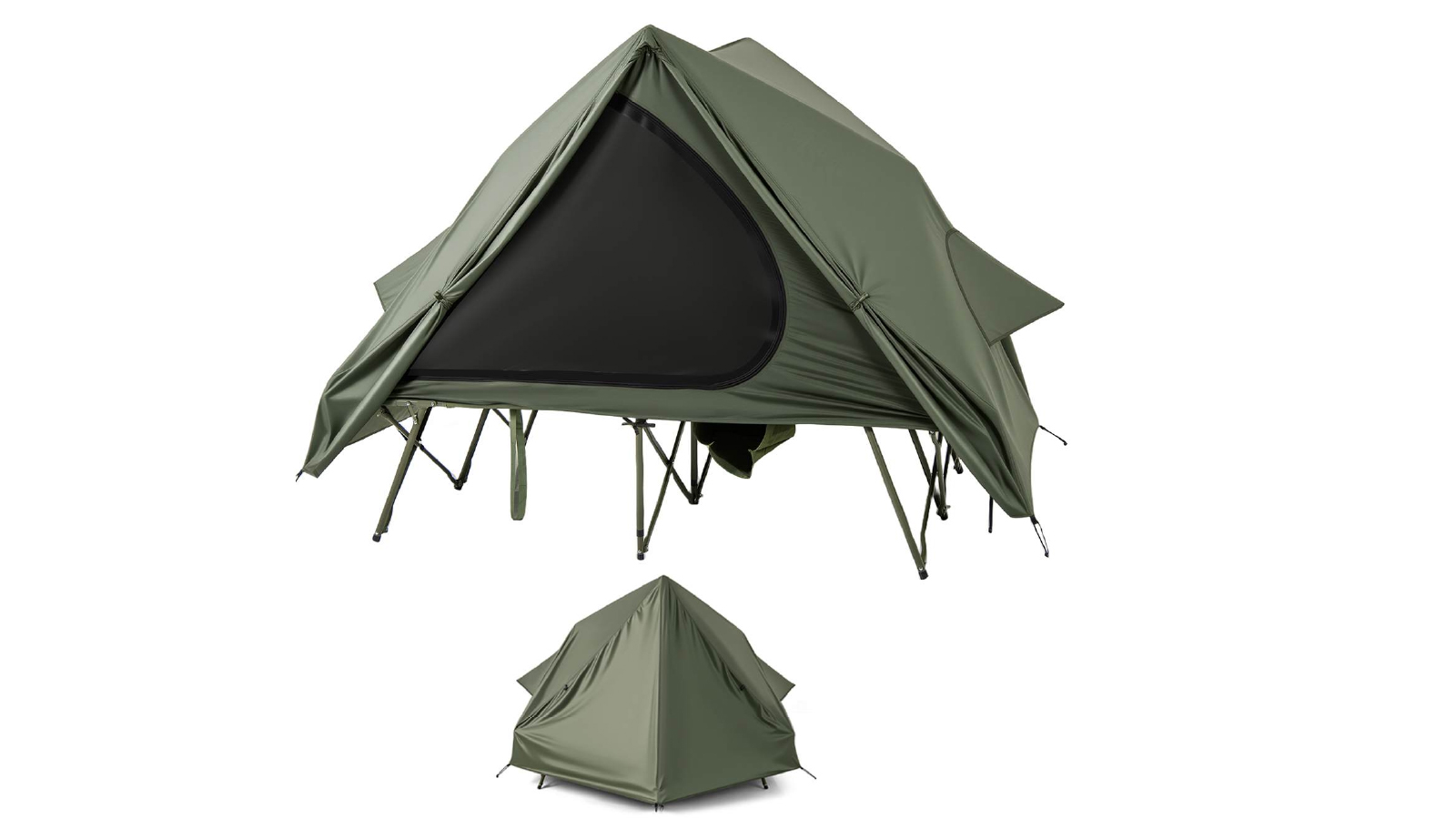 Costway 2 Person Portable Hiking Triangle Camping Tent - Green | Harvey ...