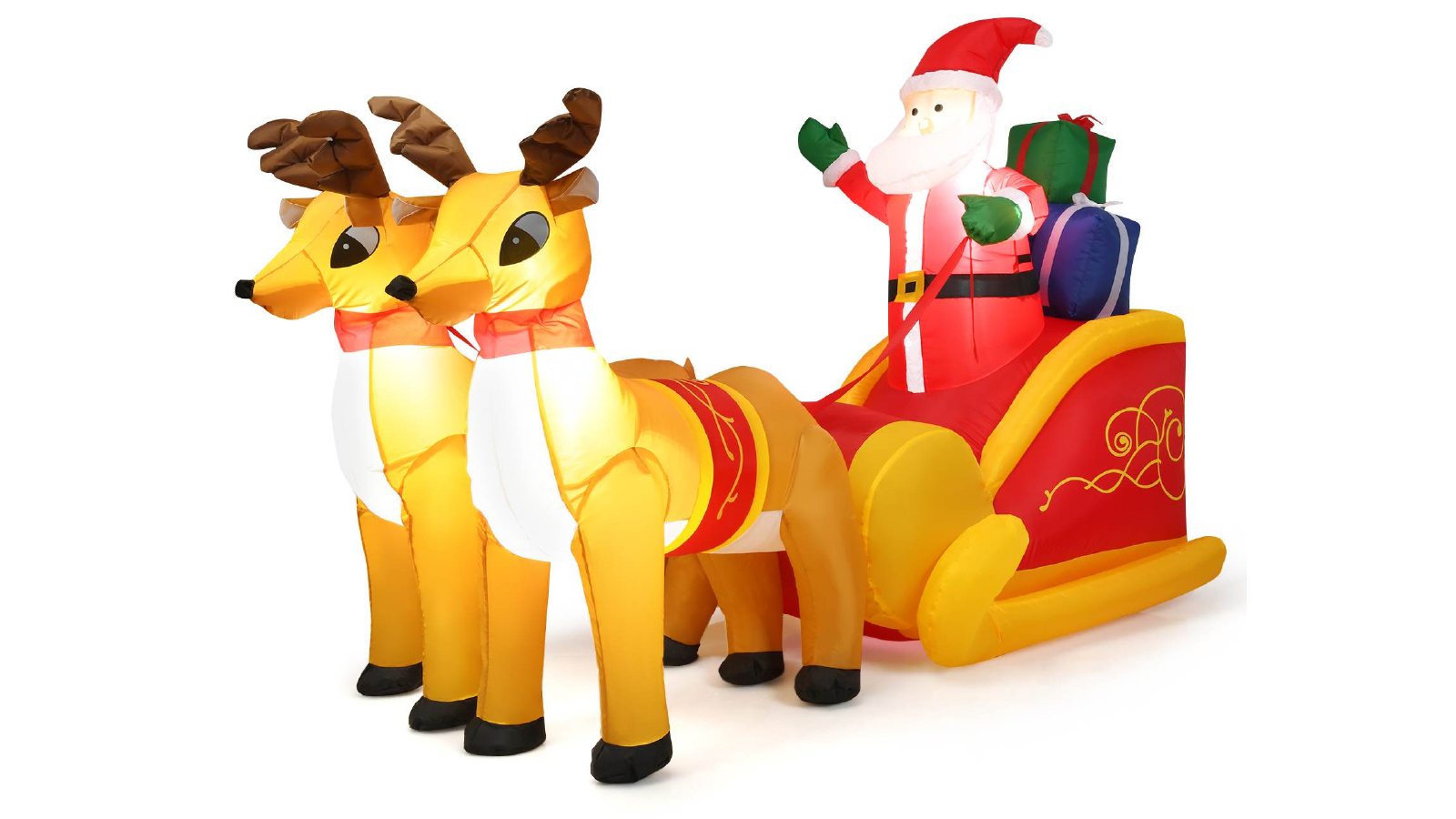 Costway 2.3m Inflatable Christmas Santa Reindeer Sled with Waterproof ...