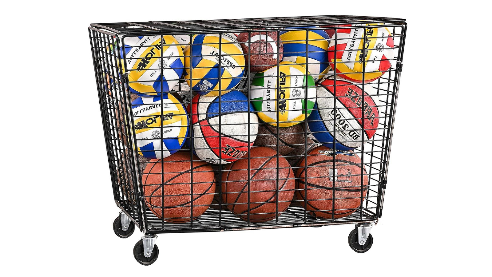 Lockable Sports Ball Storage Trolley Rolling Cart Organiser | Harvey Norman