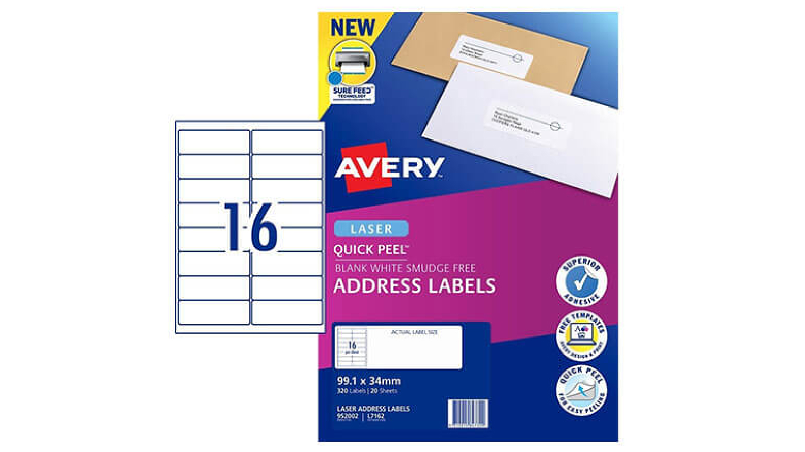Latestbuy 20 Pack of Label Avery Laser Retail Pack - 16/sheet | Harvey ...