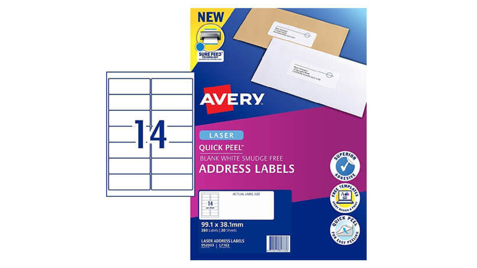 Latestbuy 20 Pack of Label Avery Laser Retail Pack - 14/sheet | Harvey ...