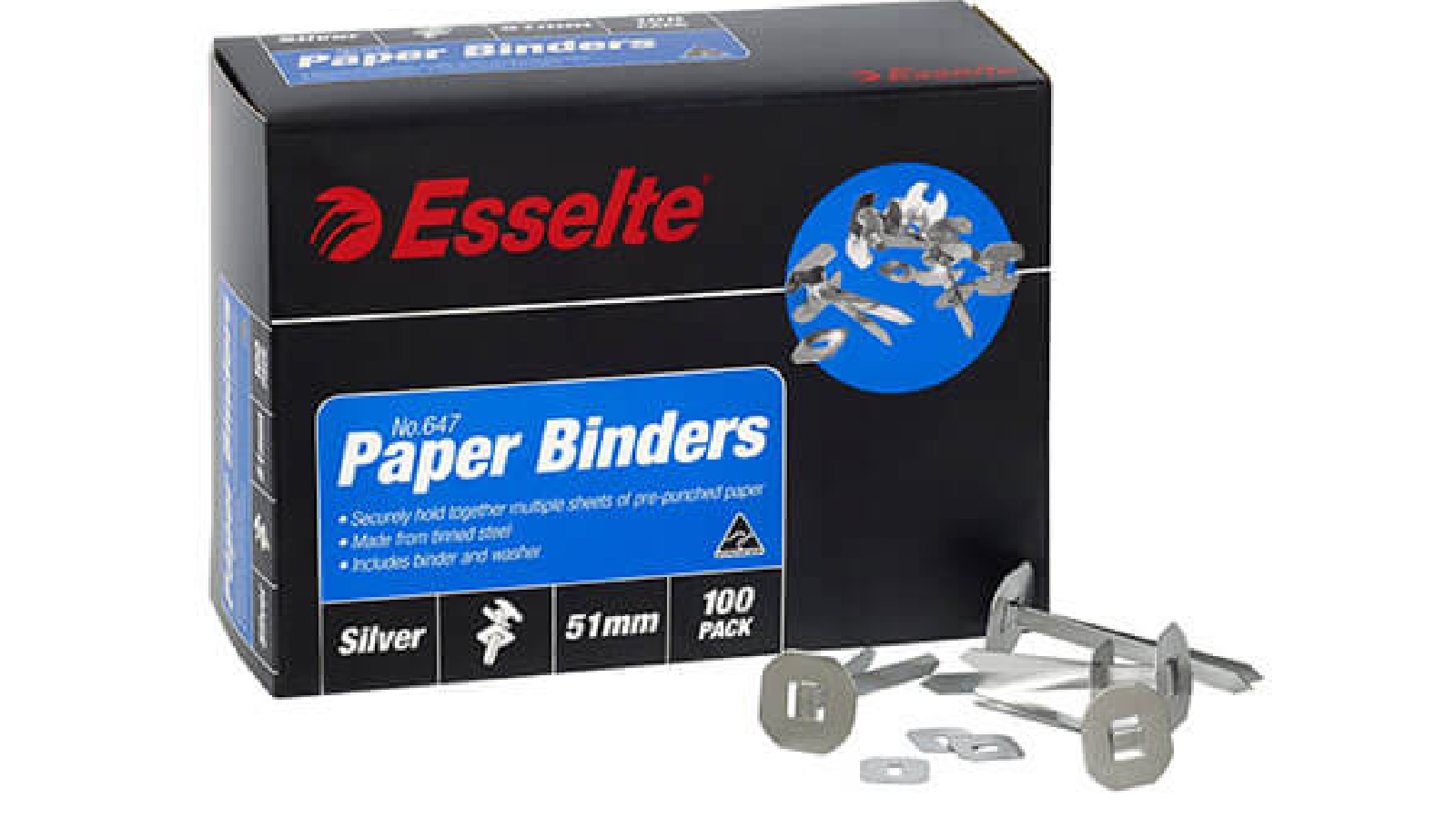 Latestbuy 100 Pack of Esselte Paper Binders - 51mm | Harvey Norman