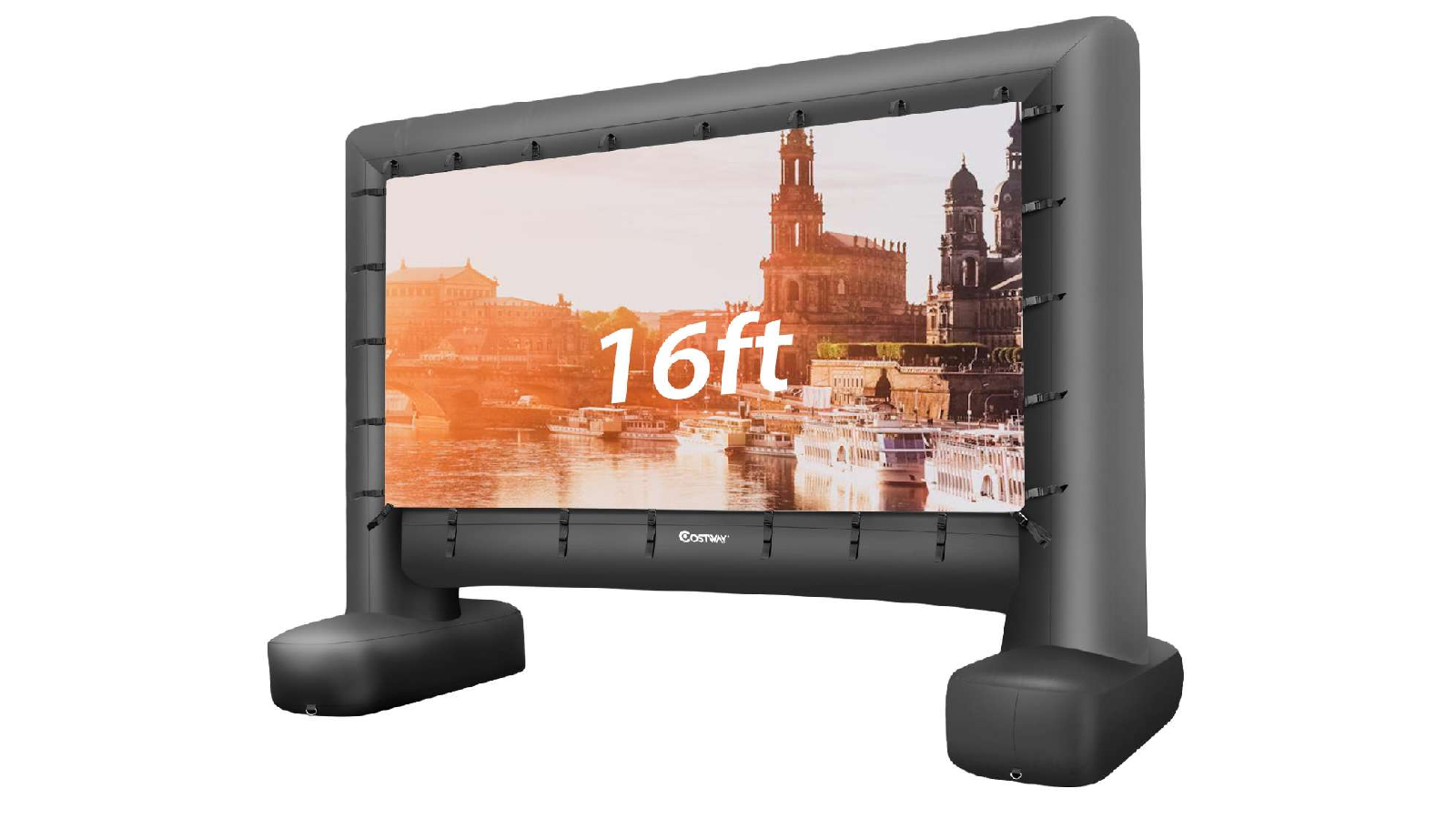 Costway 16 Feet Outdoor Inflatable Double Sided Projector Screen with ...