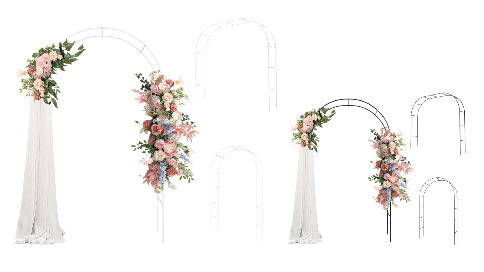 Garden Arches 200-240cm Adjustable Height Metal Frame Garden Trellis ...