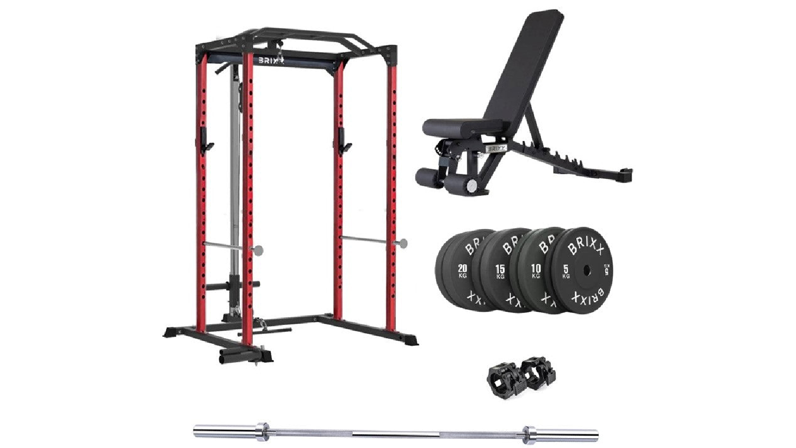 BRIXX Zeus 4000 Power Rack, Bench, 100kg Plates And Barbell Package ...