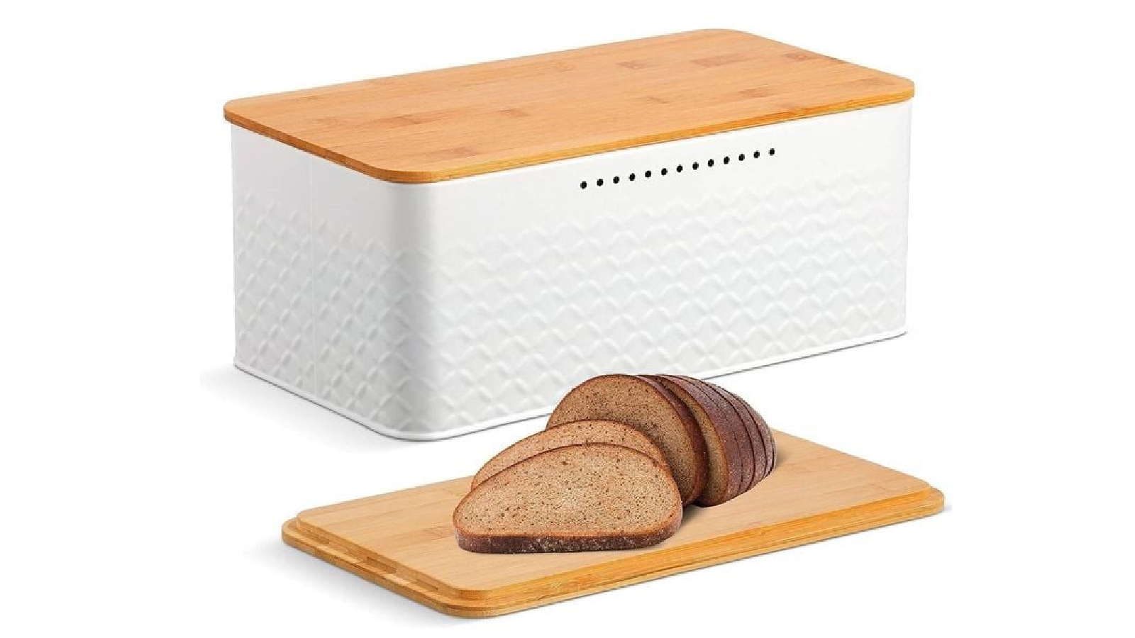 Carla Home Bread Bin with Bamboo Lid used as Chopping Board for Kitchen ...