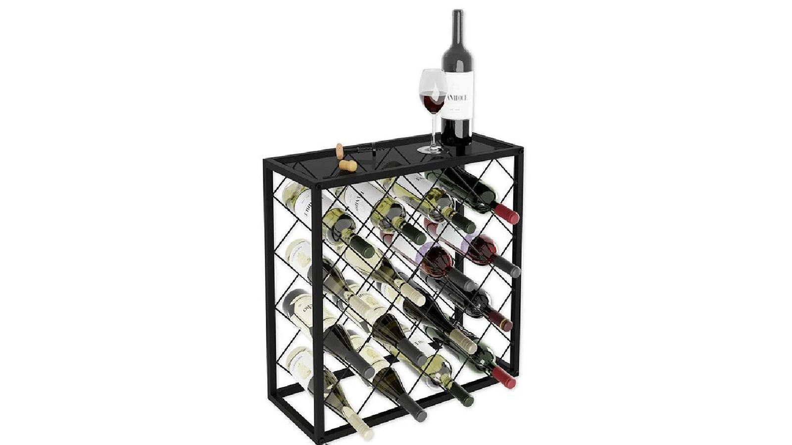 Carla Home Freestanding Metal Wine Rack for 25 Bottles | Harvey Norman