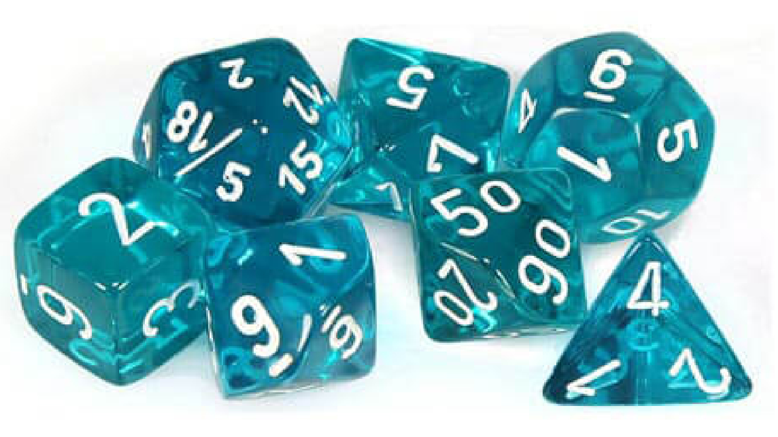 Latestbuy Translucent Poly D7 Die Set Dice - Teal/White | Harvey Norman