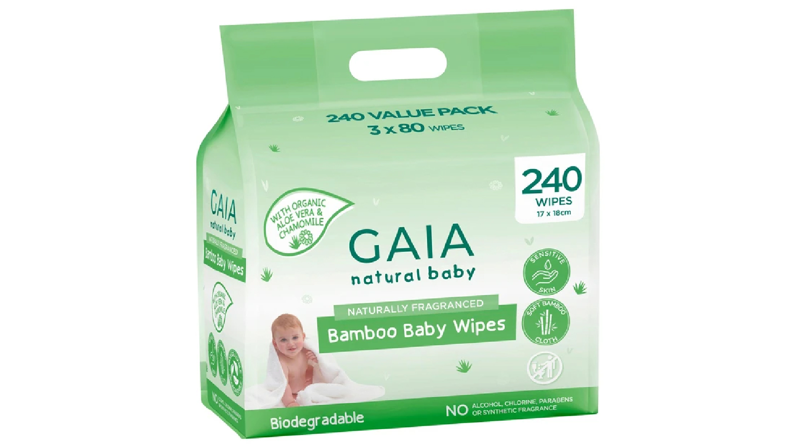 Gaia Natural 240 Bulk Baby Bamboo Wipes Pack | Harvey Norman
