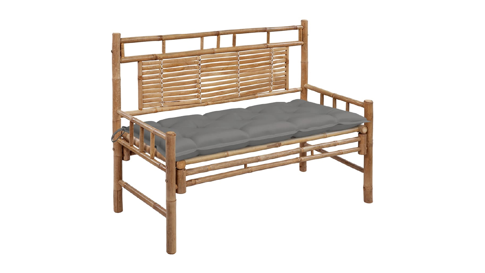 VidaXL 120 cm Bamboo Garden Bench with Cushion - Grey | Harvey Norman