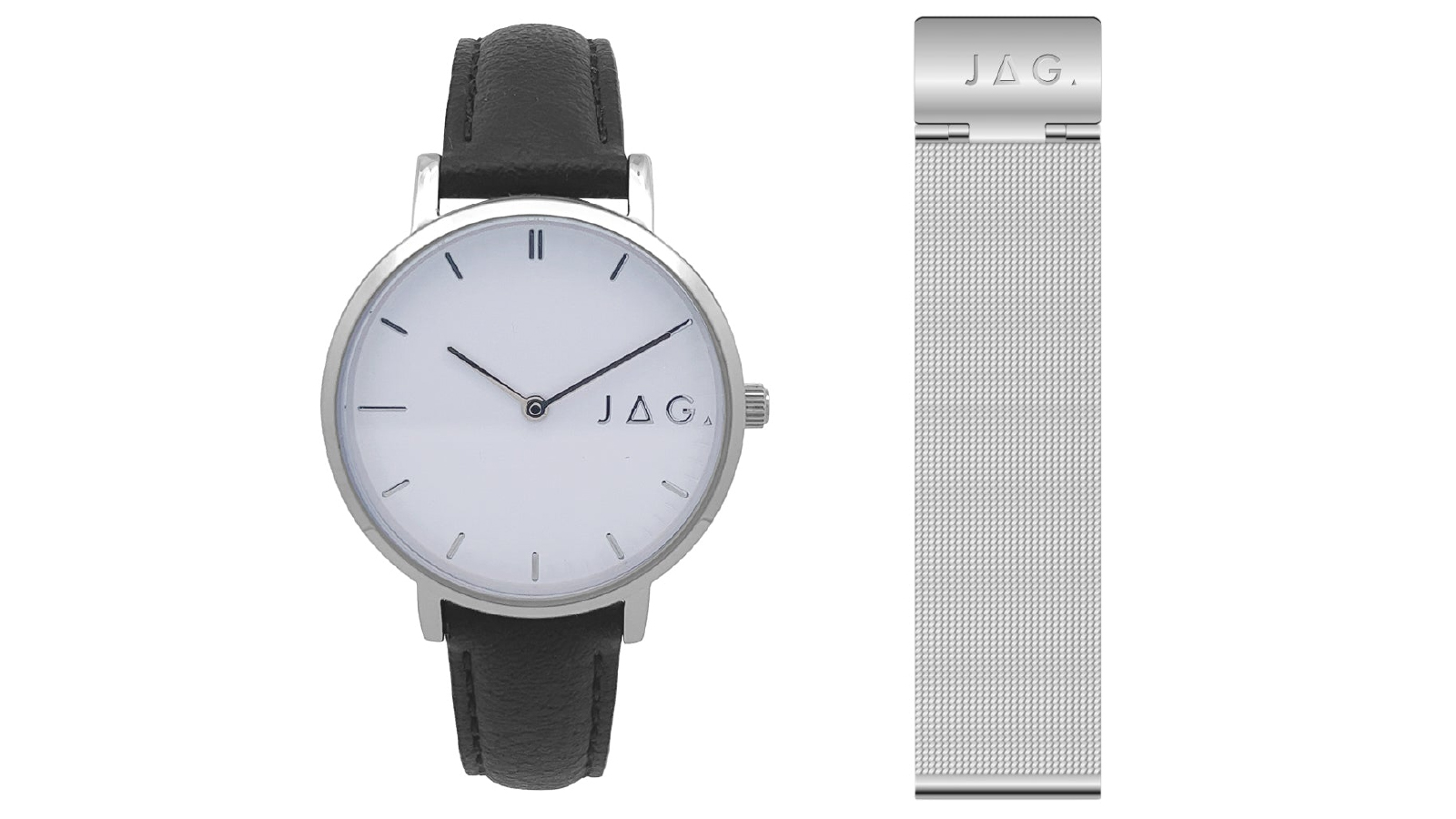 JAG 32mm Camden Womens Black Leather Watch and Mesh Strap Set | Harvey ...