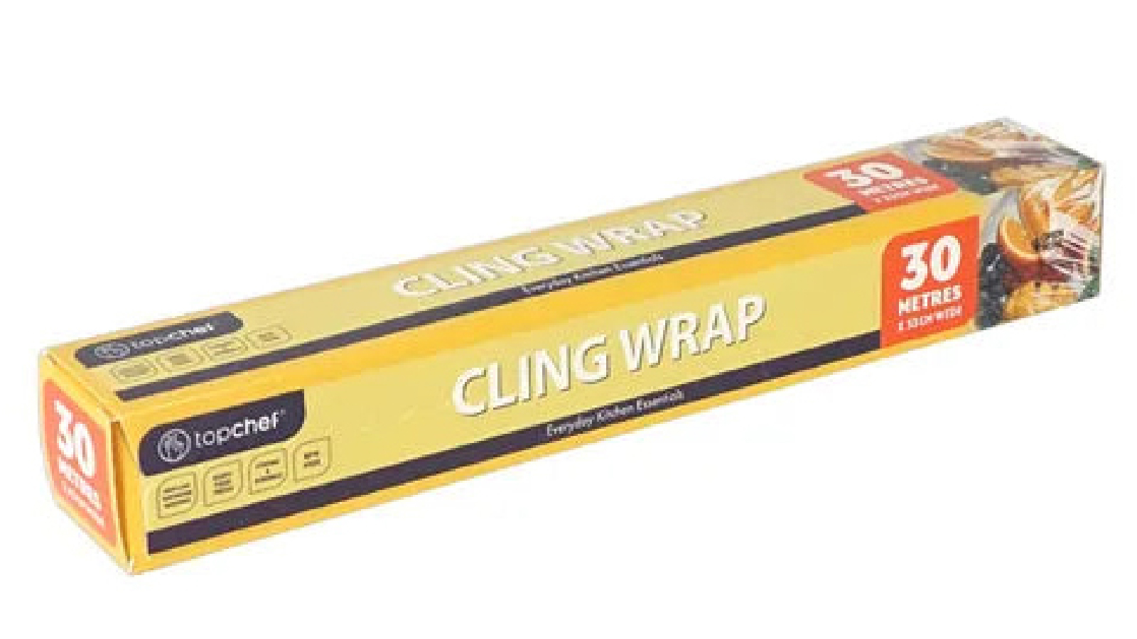 Top Chef 33cm x 30m Easy Dispensing Microwave Safe Durable Cling Wrap ...