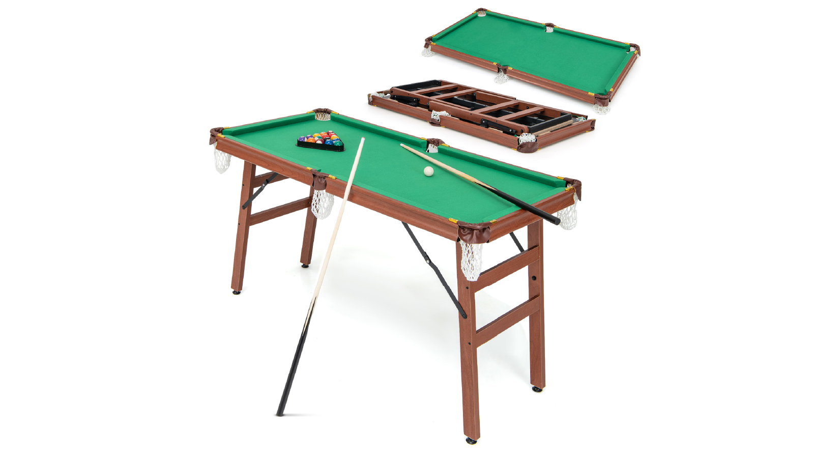 Costway Mini Snooker Tables Billiards Game Pool Table Set with Foldable ...