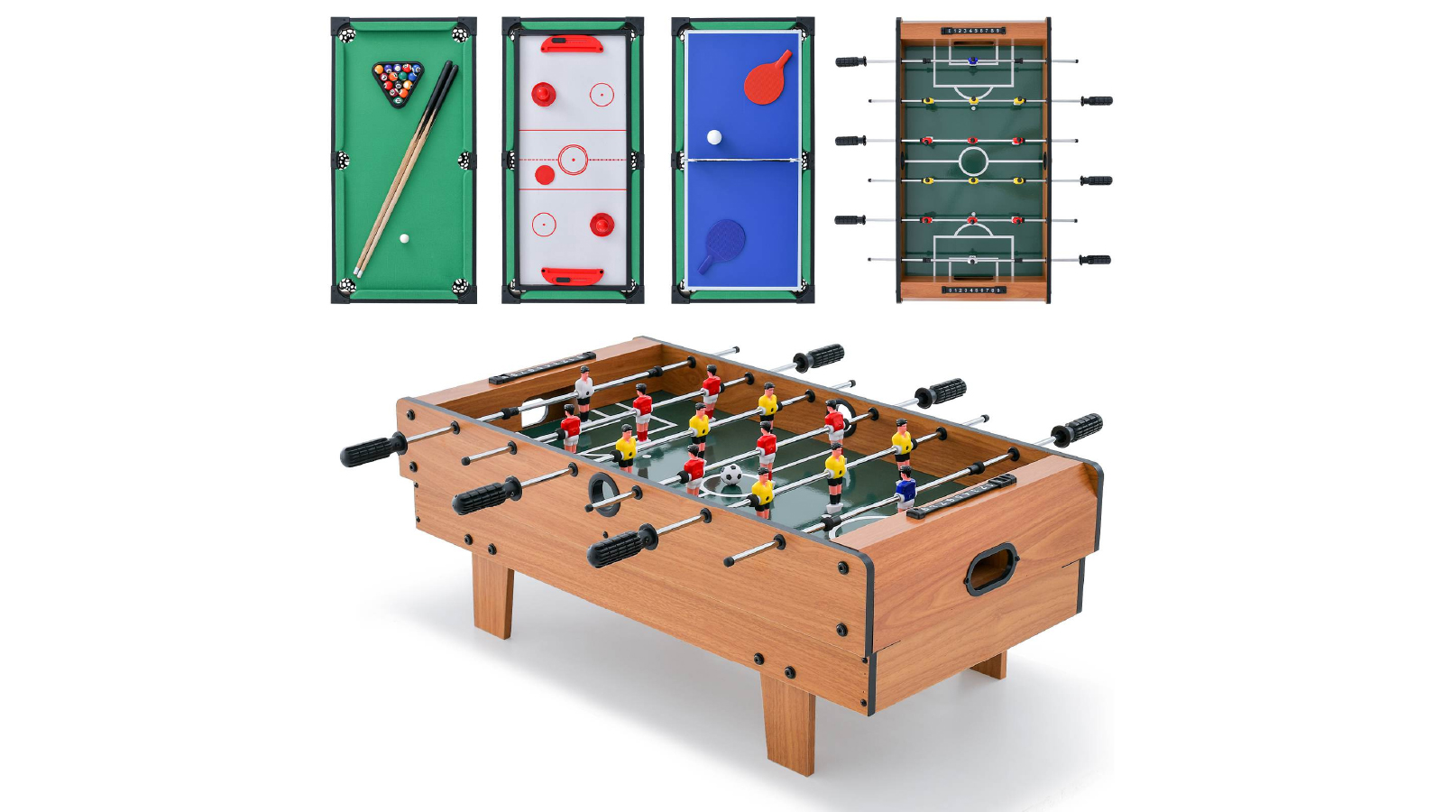 Costway 4 in 1 Combo Game Table Set Foosball Table with Billiards Ping ...