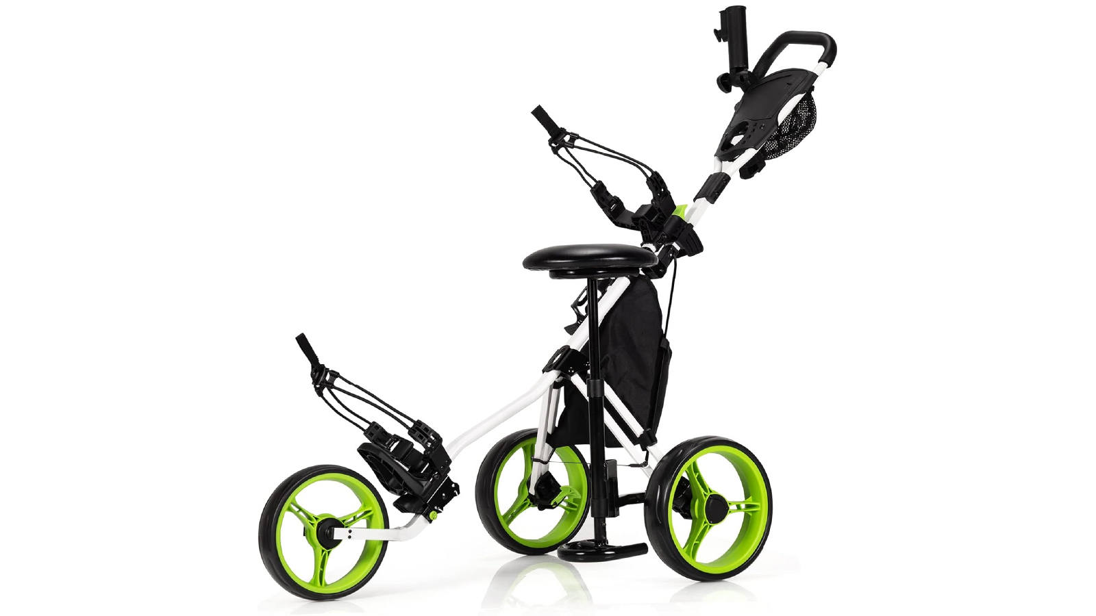 Costway 3 Wheels Foldable Golf Buggy with Seat/Storage Bag/Umbrella ...