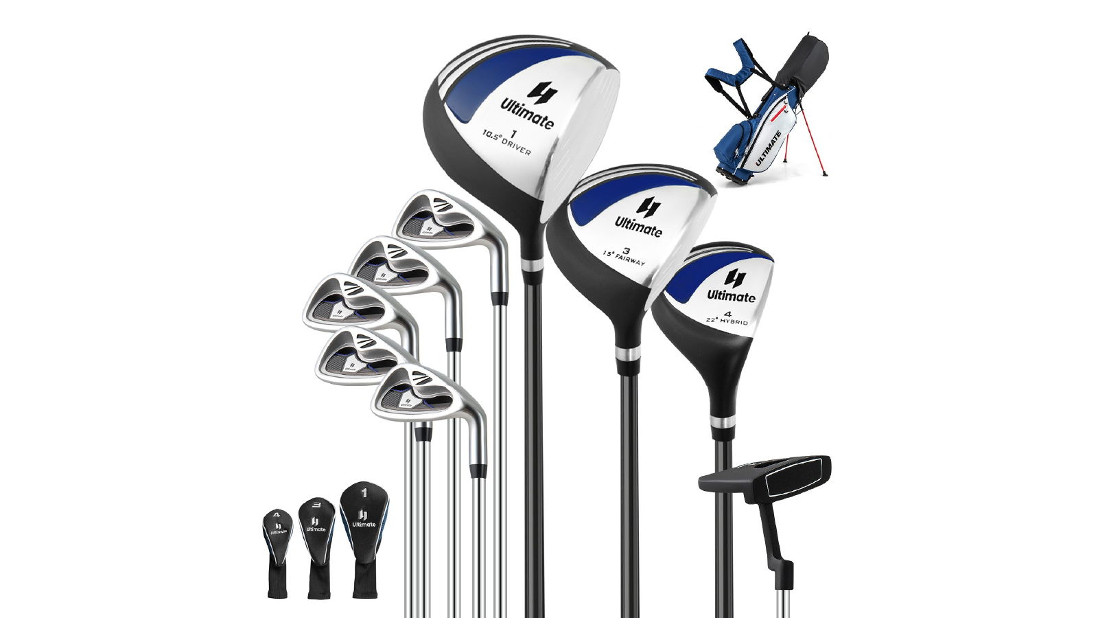 Costway 10 Piece of Men Right Hand Golf Clubs Set Beginner with Stand ...