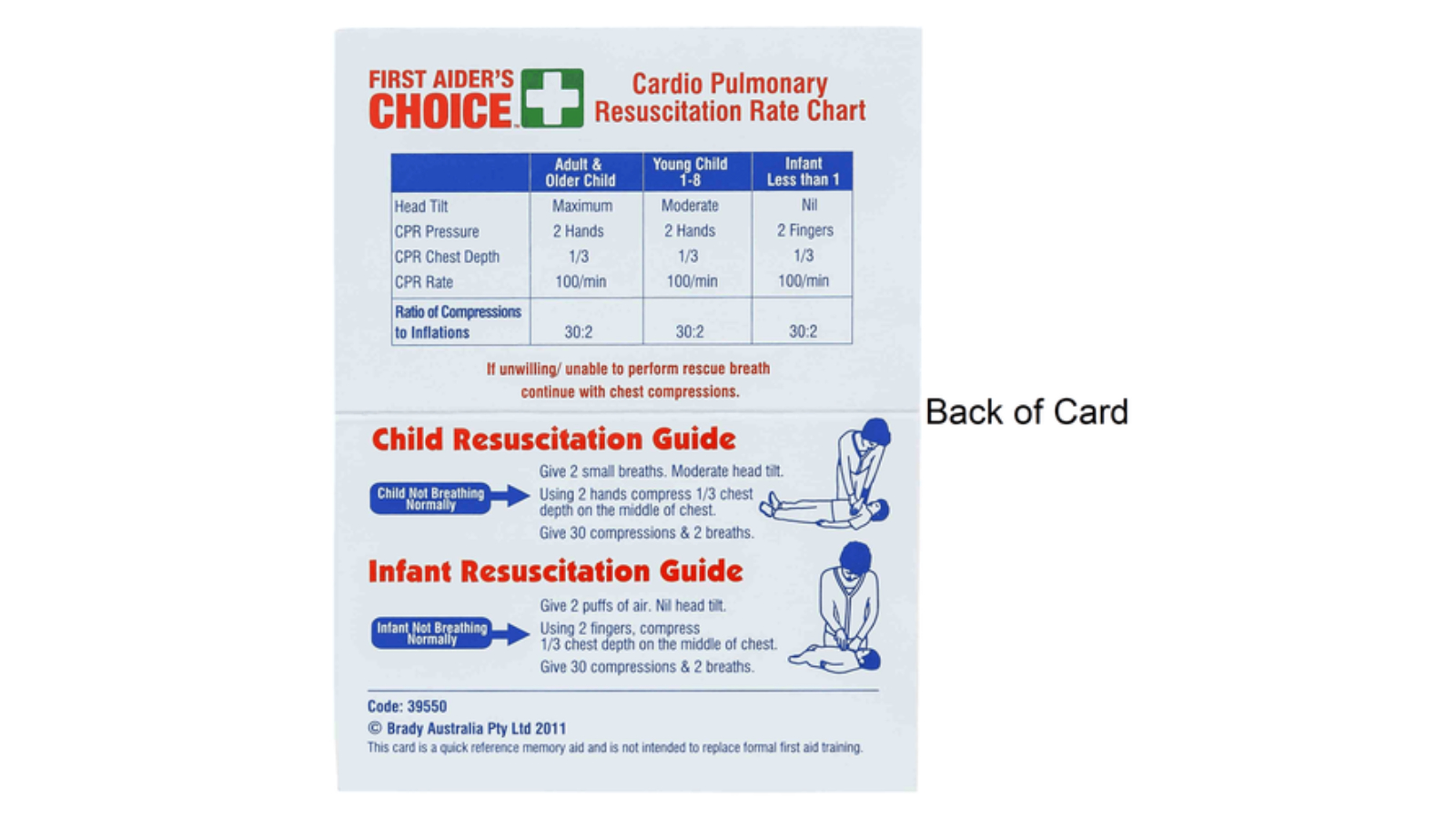 First Aiders Choice Pack of 10 CPR Resuscitation Pocket Card | Harvey ...
