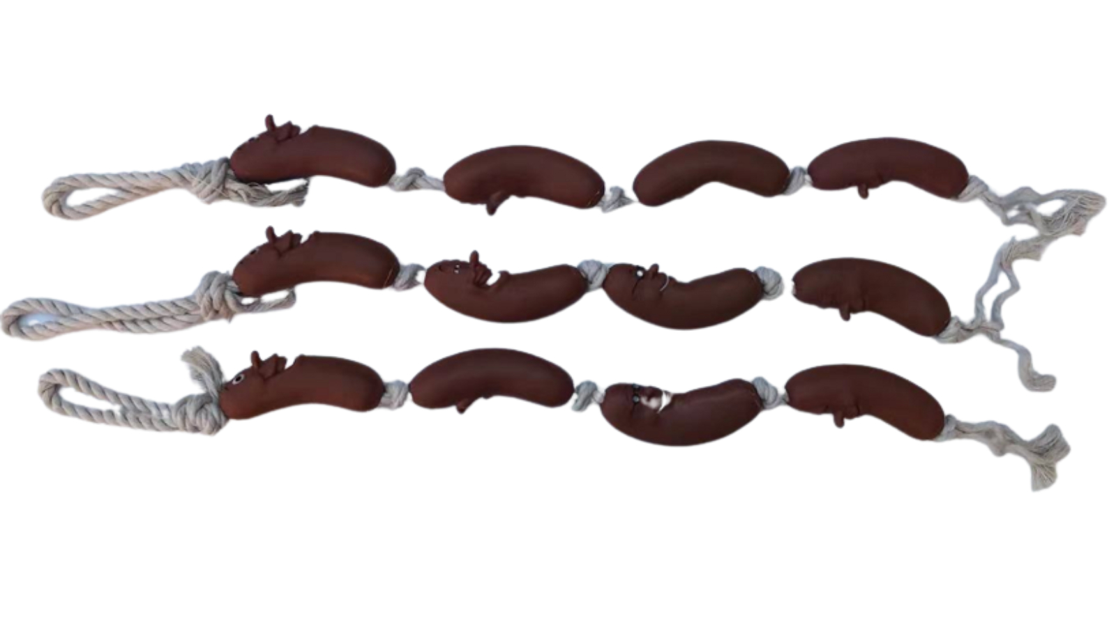 YES4PETS 3 x Dog Sausage Chain of 4 Swags Knotted Cotton Rope Pet Toy ...