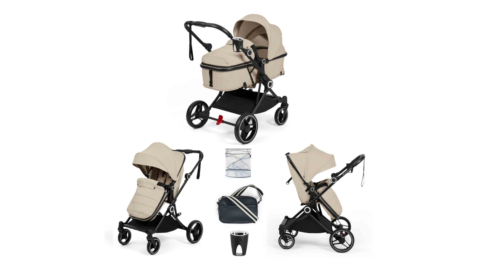 Ickle Bubba Atom All-in-1 Four Wheel Convertible Stroller - Stone | Harvey Norman