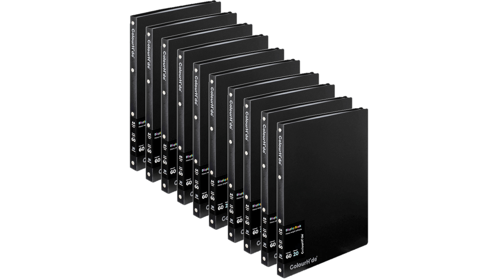 ColourHide Pack of 10 Medium Weight Refillable Display Book - Black ...