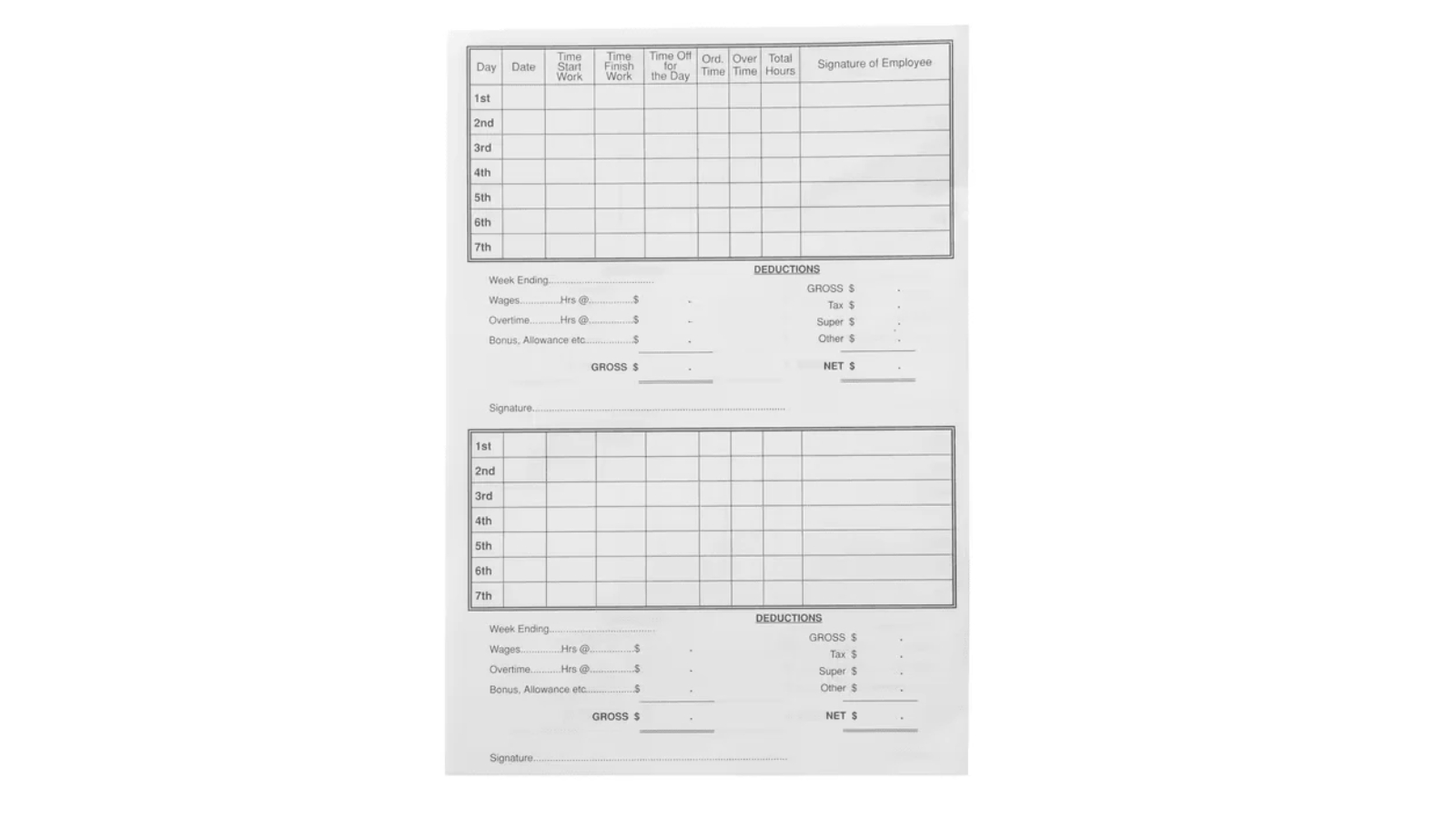 Olympic Pack of 10 Yearly Time and Pay Book | Harvey Norman