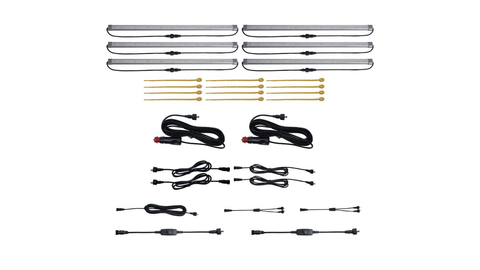 Oztrail 8 Piece 6-Bar LED Light Kit Outdoor Camping Plug/Switch/Cable ...
