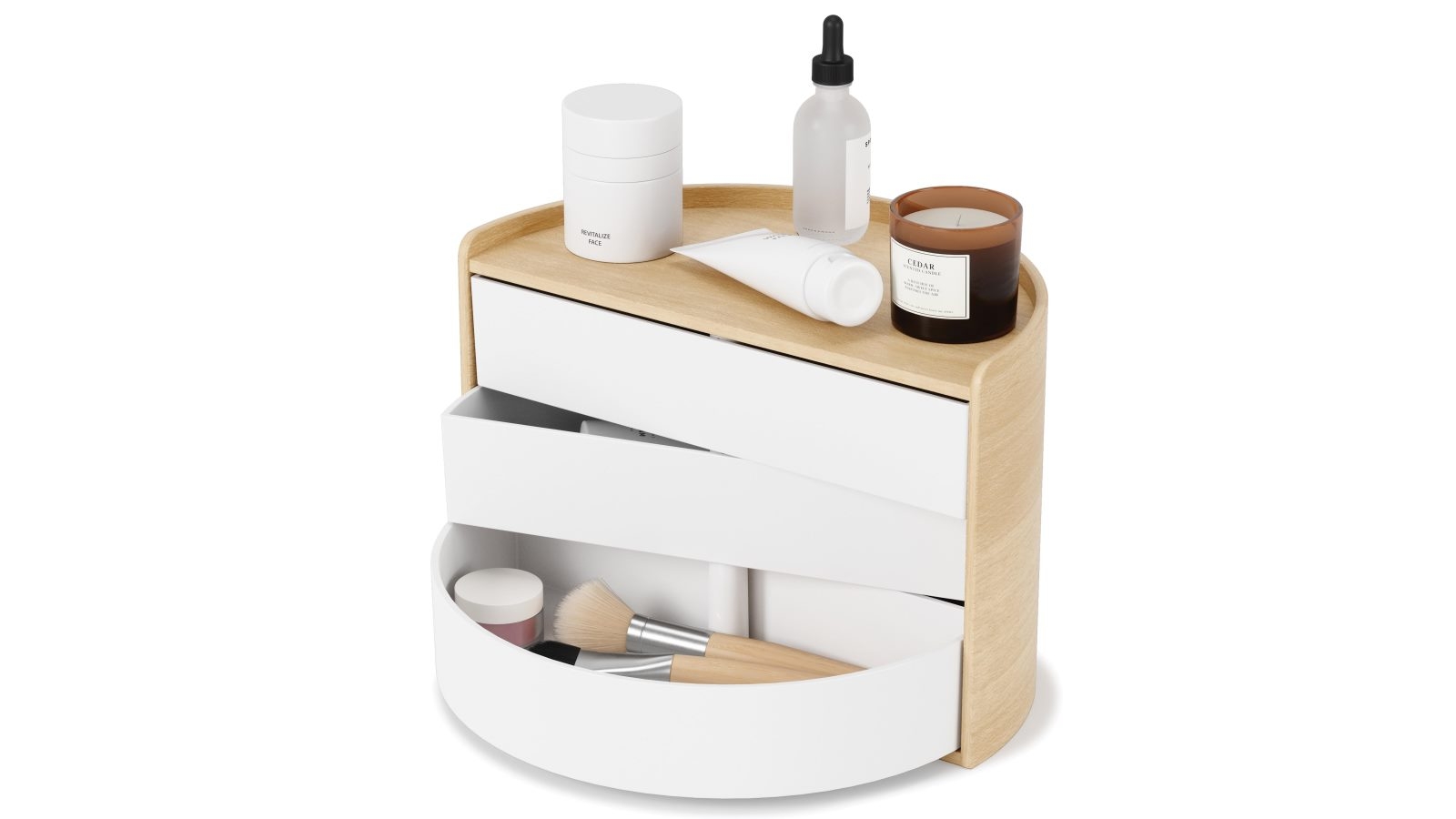 Umbra Moona Storage Box - White/Natural | Harvey Norman