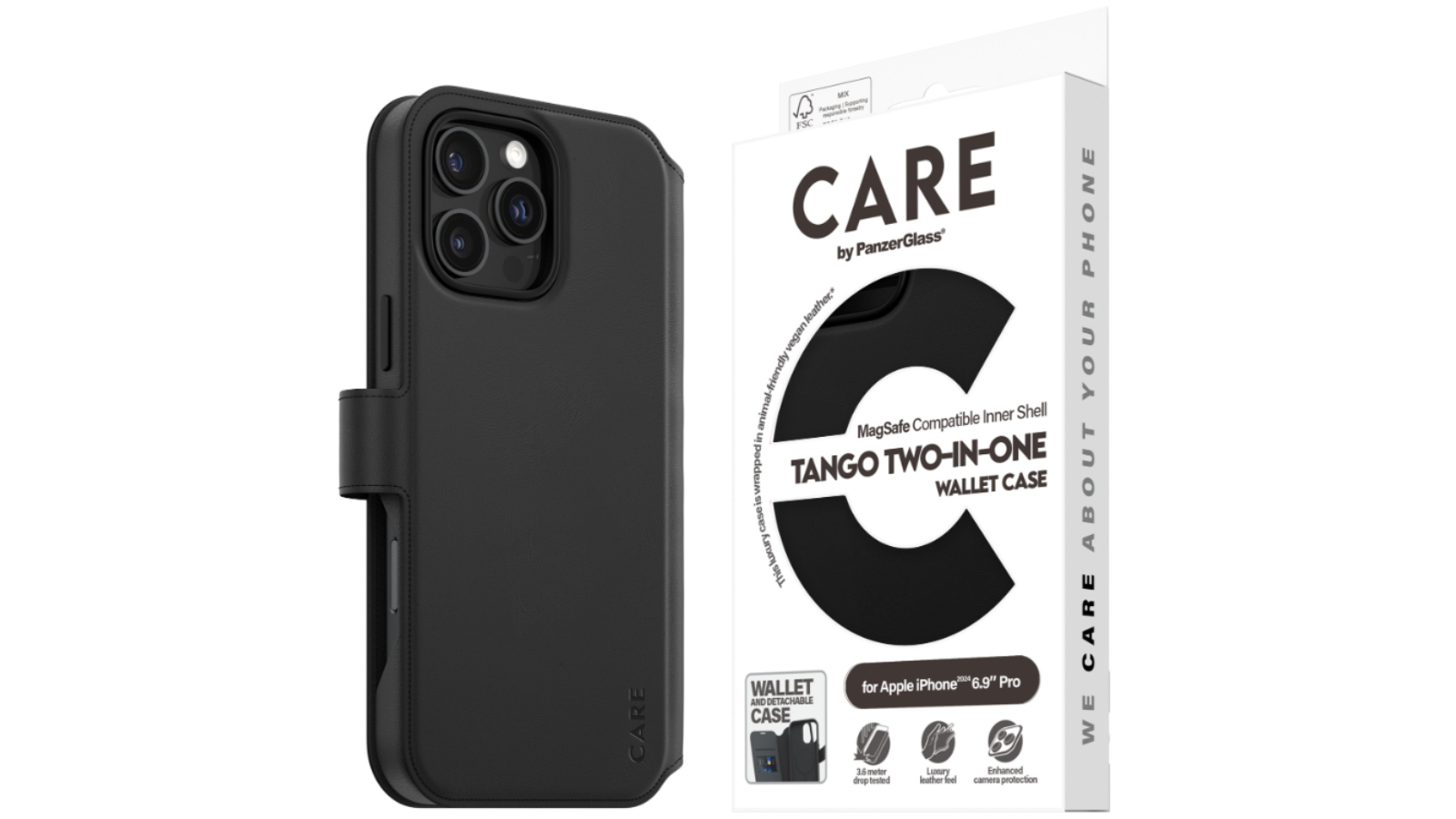 PANZER CARE Tango Wallet Case for iPhone 16 Pro Max - Black | Harvey Norman
