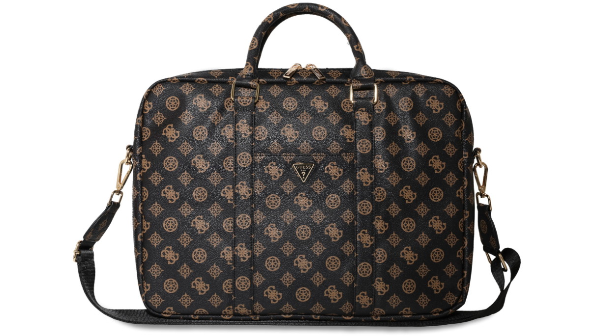 Guess Peony 15-inch to 16-inch Laptop Bag - Black/Brown | Harvey Norman