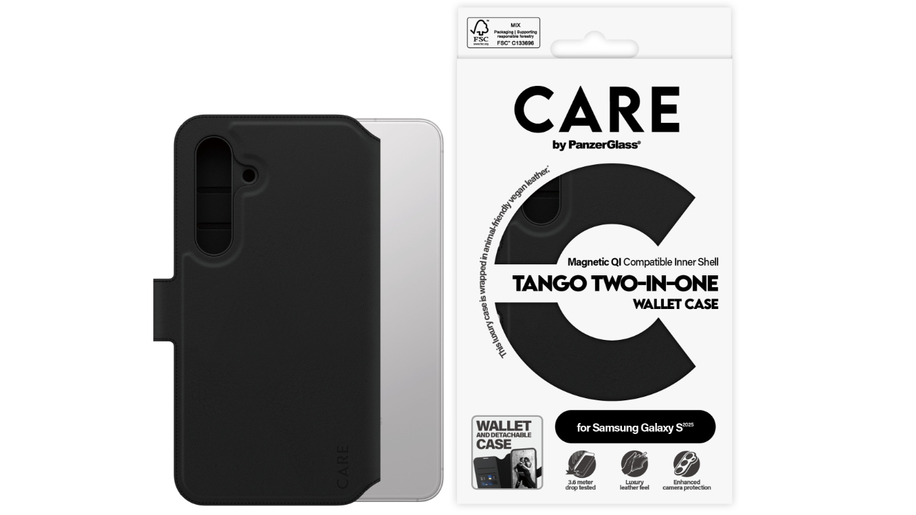 CARE by PanzerGlass Tango Two-in-One Wallet Case for Galaxy S25 - Black ...