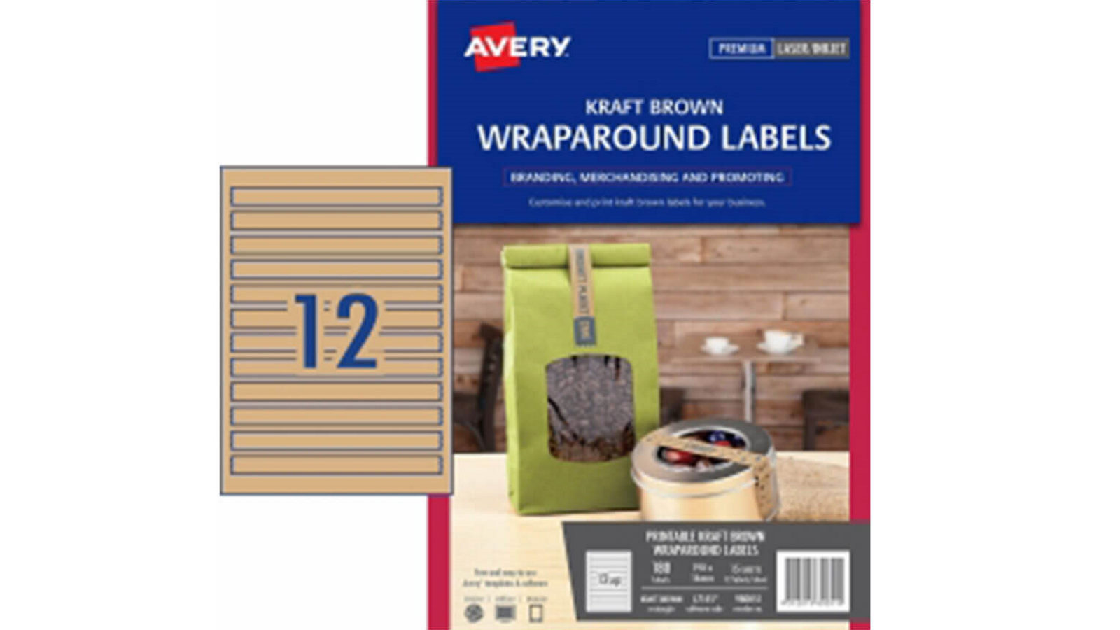 Avery Pack of 15 190x16mm Wraparound Labels - Kraft Brown | Harvey Norman