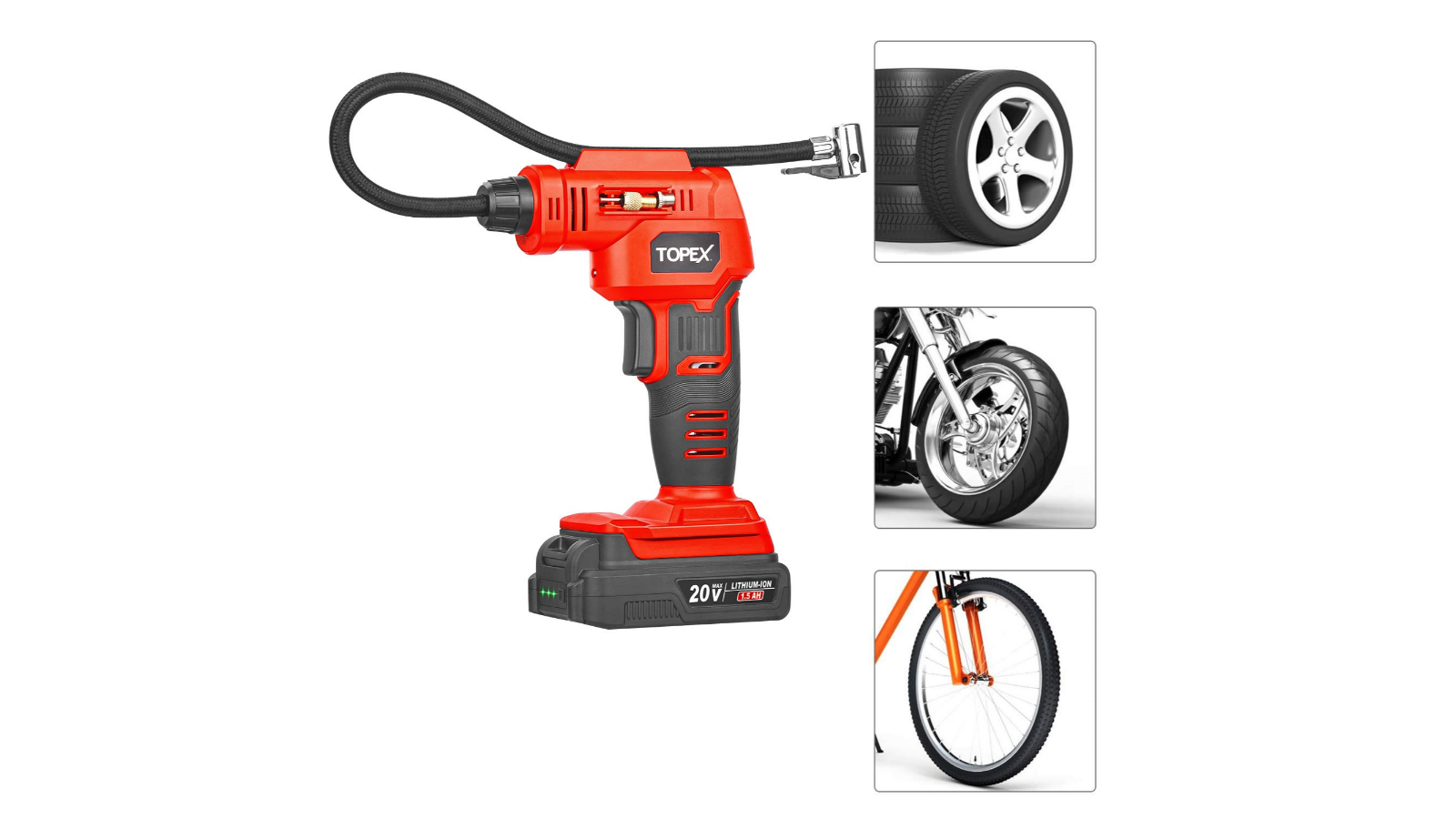 Topex 20V Cordless Air Compressor Car Tyre Inflator with Digital ...