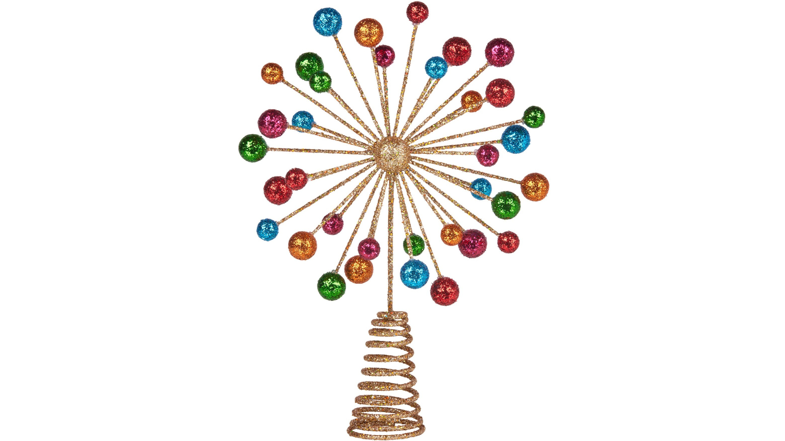 Christabelle Multi-Coloured Christmas Tree Topper with Glittery Baubles ...