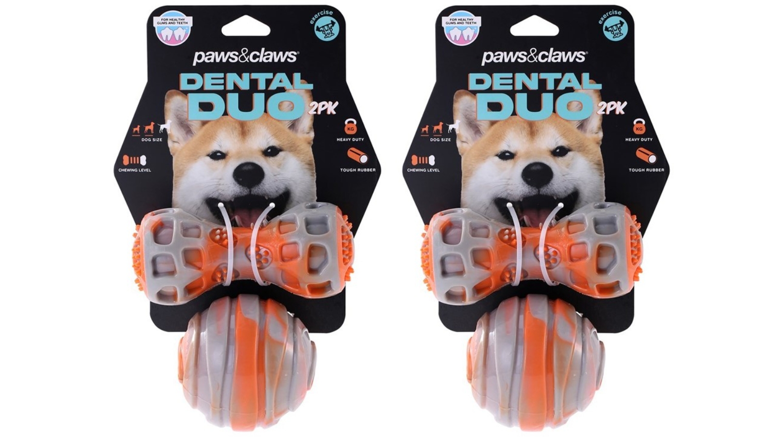 Paws and Claws 4 Piece Dog Ball and Baton Toy - Orange | Harvey Norman