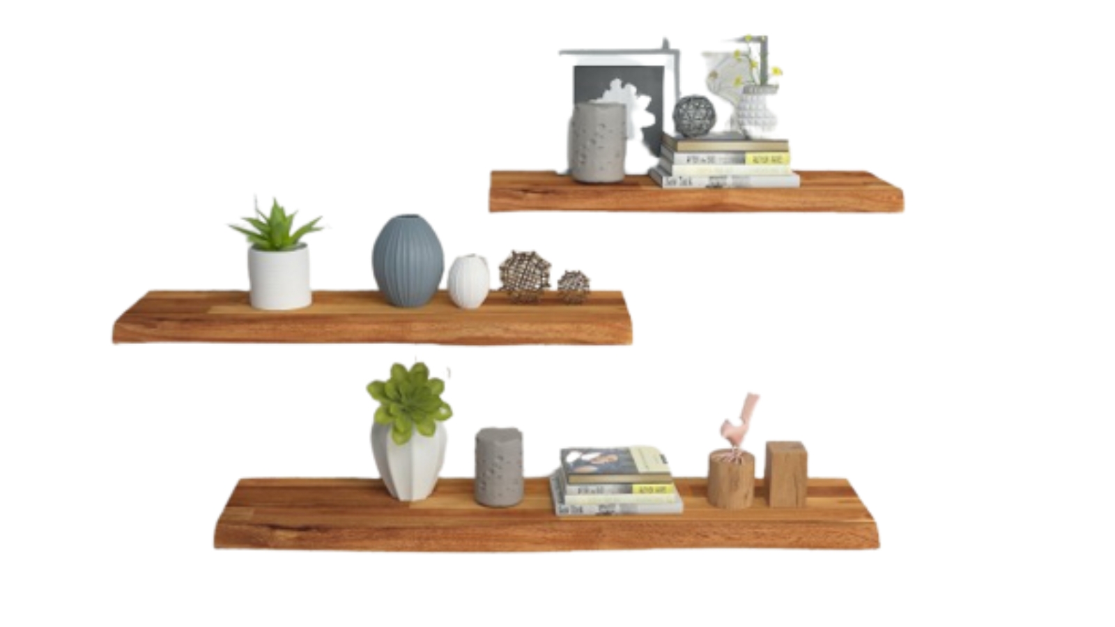 Interbuild Acacia Shelf with Live Edge - Golden Teak | Harvey Norman