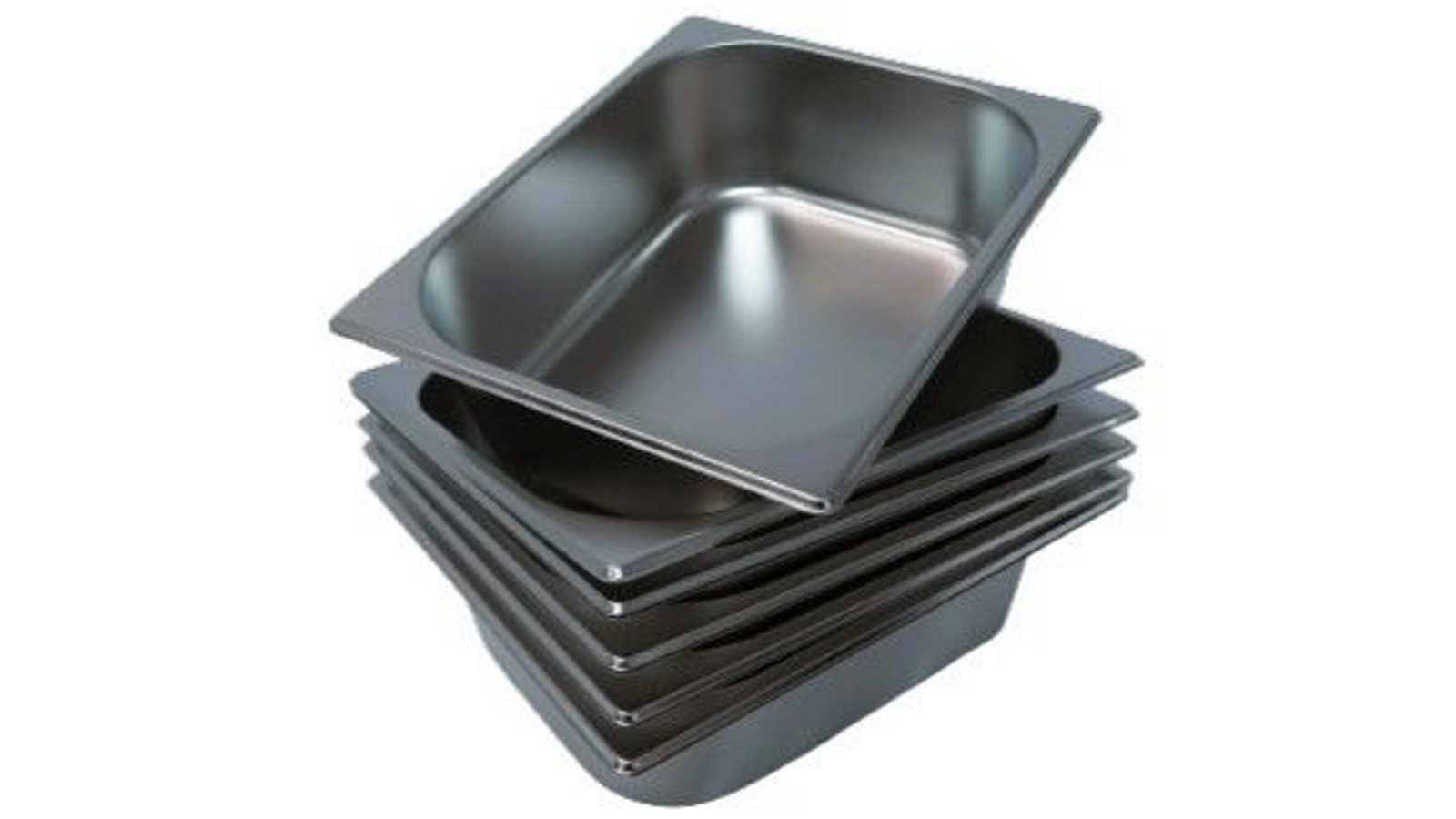 LCE Pack of 6 Stainless Steel 10cm Depth Half Size 1/2 Gastronorm Pan ...