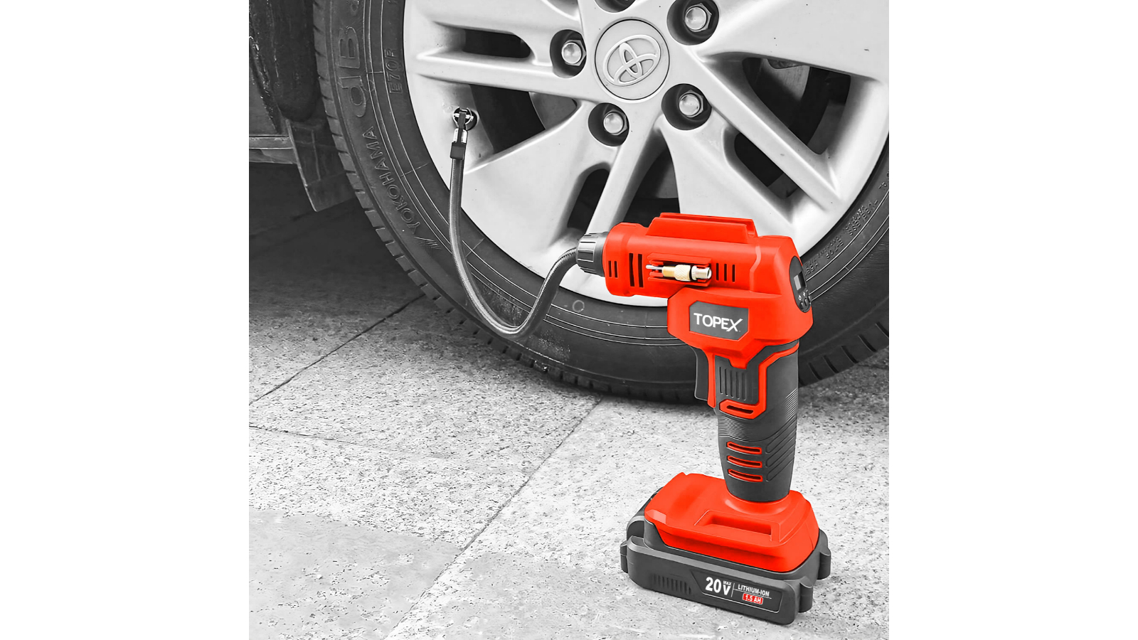 Topex 20V Cordless Air Compressor Car Tyre Inflator with Digital ...