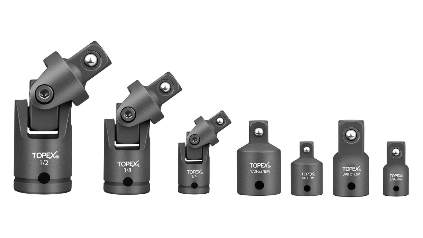 TOPEX 7 Piece Socket Adaptor Set Universal Joint | Harvey Norman