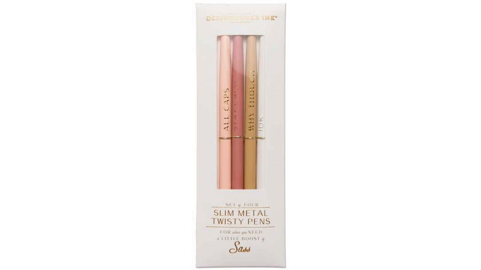 Designworks Ink Sass Set of 4 Slim Metal Twisty Pen Set | Harvey Norman