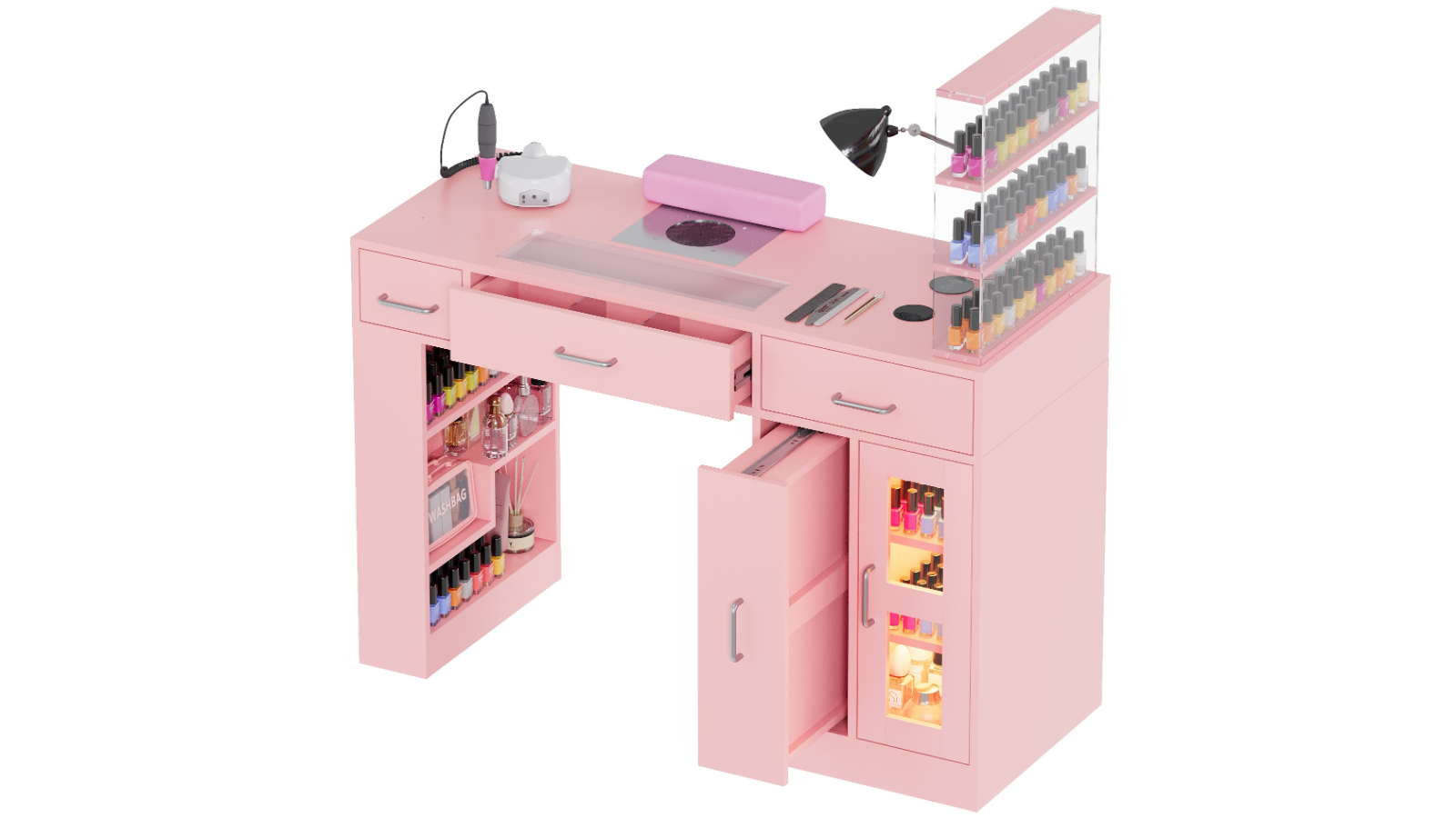 Advwin Nail Tech Manicure Table - Pink | Harvey Norman