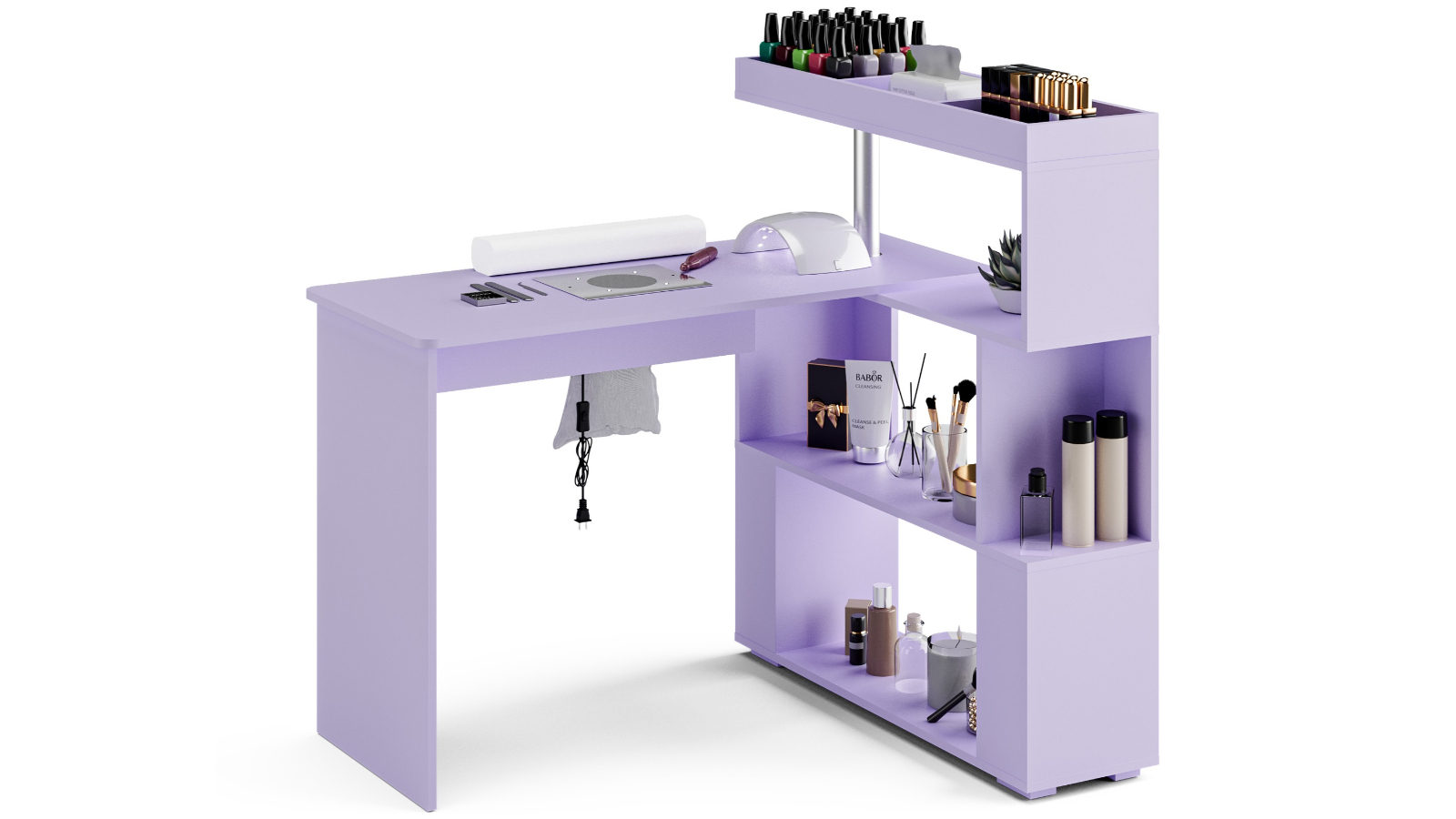Advwin Nail Tech L-Shaped Manicure Table - Purple | Harvey Norman